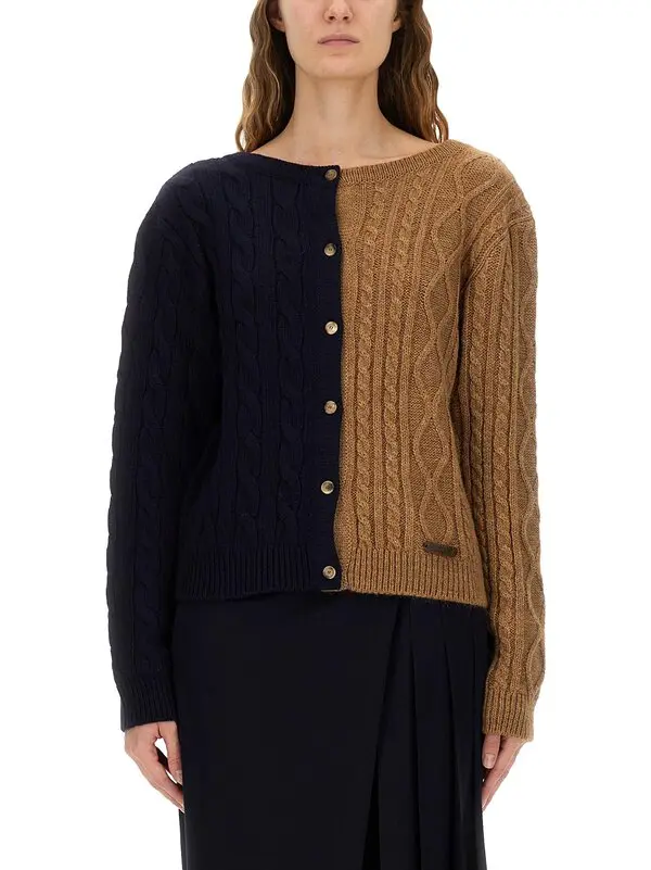 Moschino Two-tone Alpaca Blend Cardigan - Multicolour