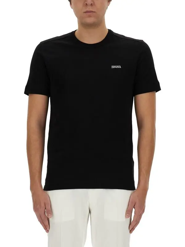 Zegna T-shirt With Logo - Black