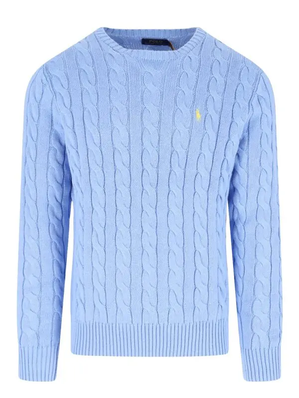Moncler Logo Cotton Sweater - Light Blue