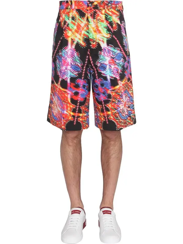 Dolce & Gabbana Bermuda Shorts With Luminary Print - Multicolour