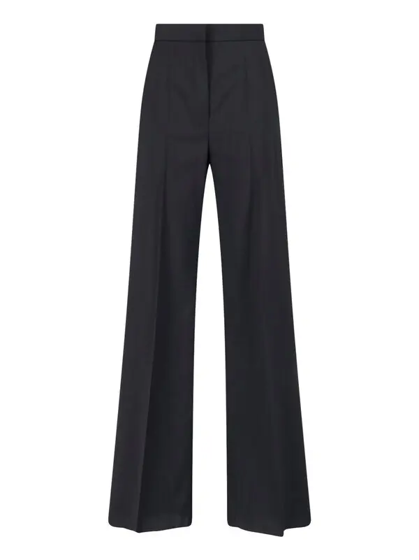 Max Mara Virgin Wool Wide Leg Pants - Black