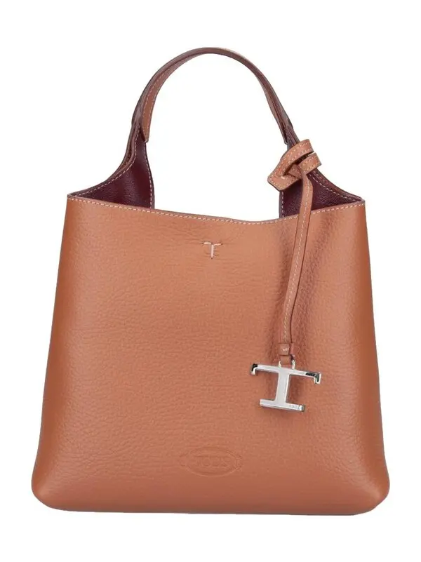TOD'S Hammered Leather Handbag - Brown