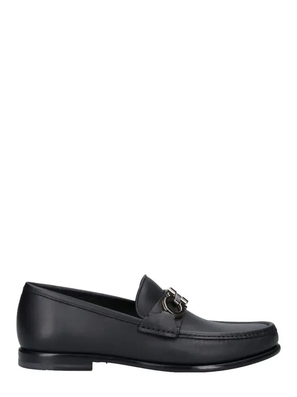 FERRAGAMO Gancini Leather Loafers - Black