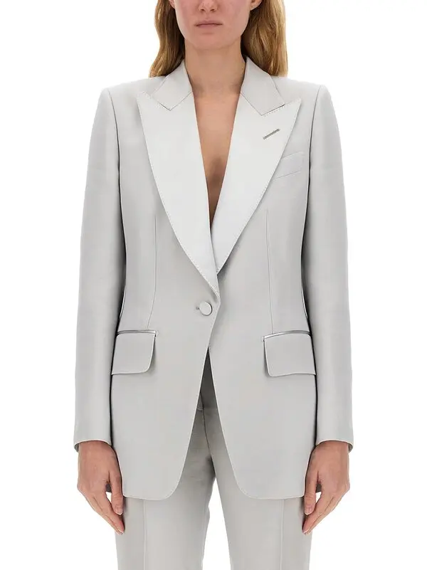TOM FORD Single-breasted 'bianca' Tuxedo Jacket - Grey