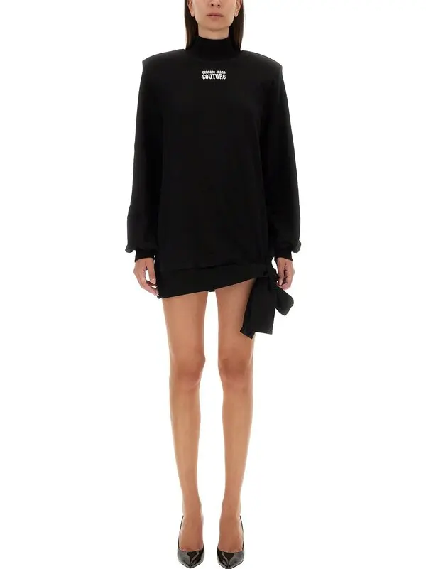 Versace Sweatshirt Dress With Logo - Black