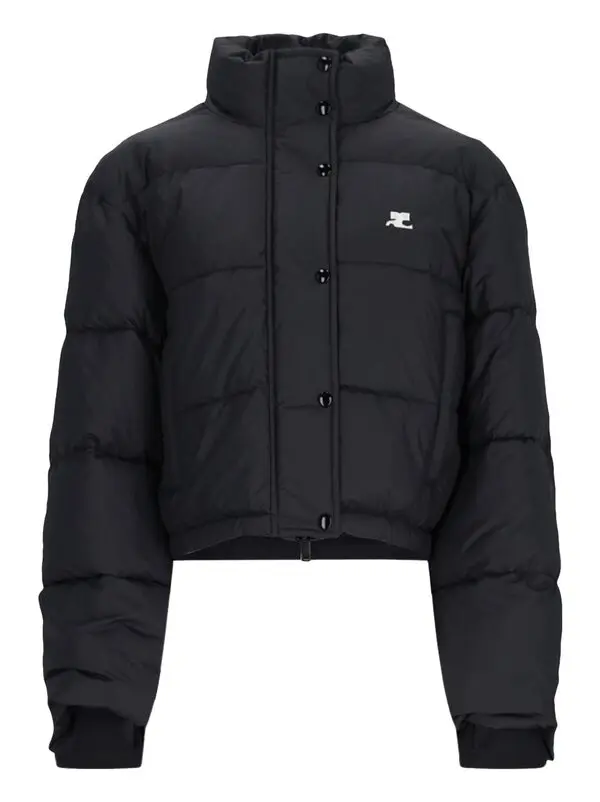 COURREGES Logo Cropped Down Jacket - Black