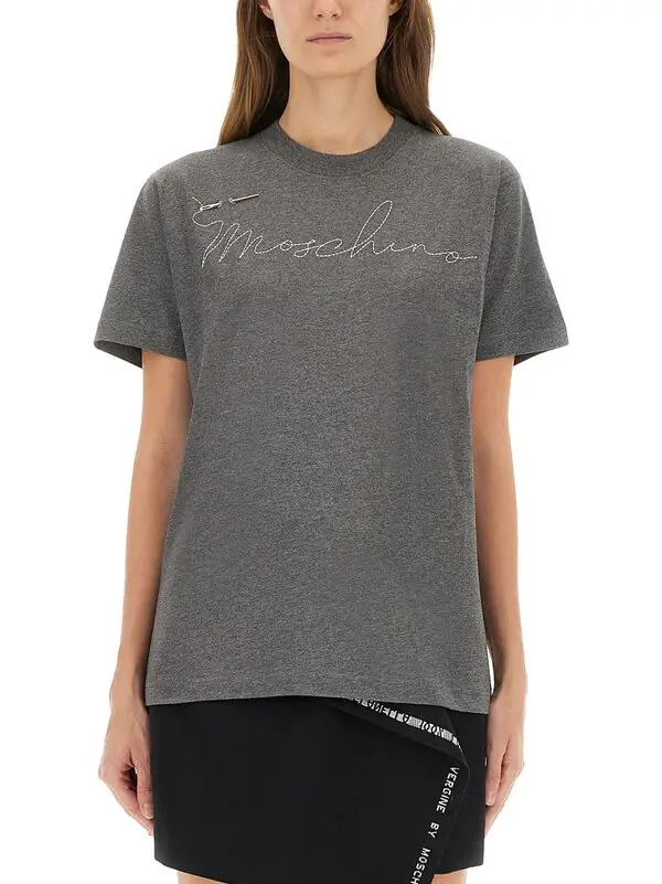 Moschino Embroidered Logo T-shirt - Grey