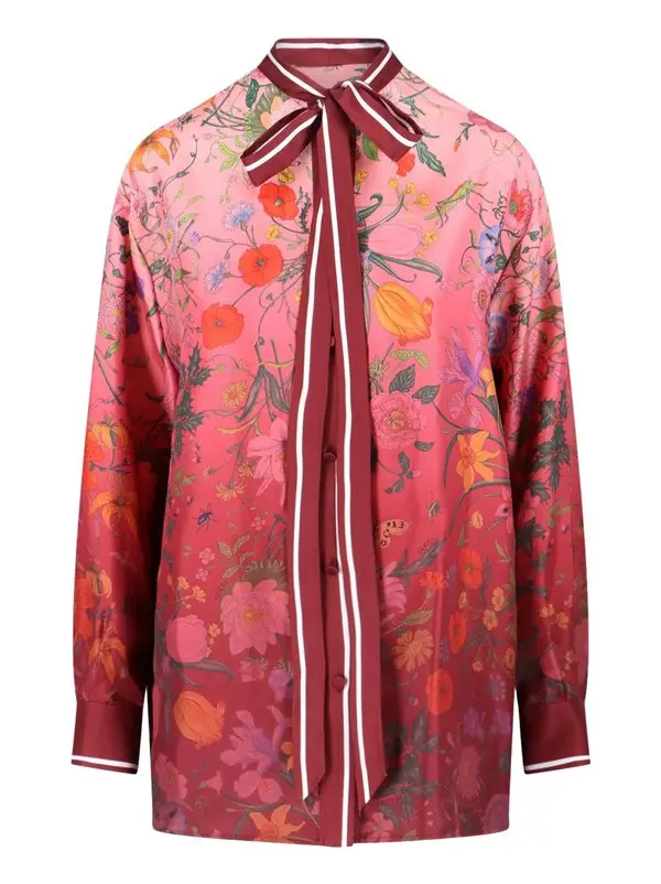 Gucci Silk Shirt With Bow Detail - Pink