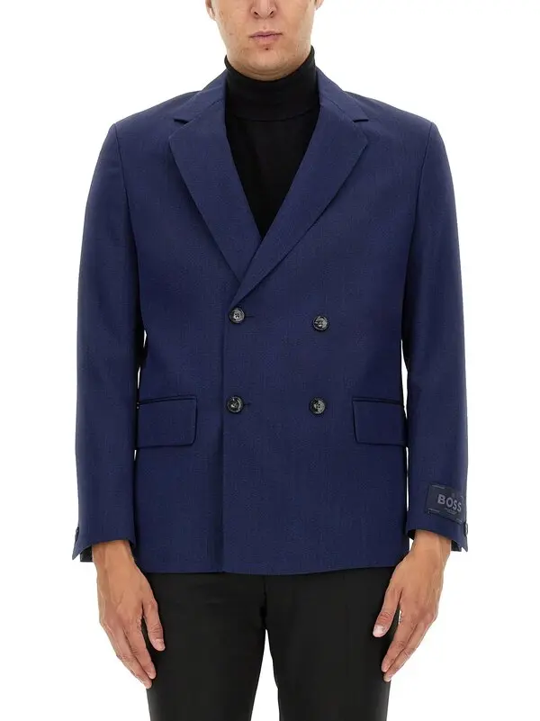 BOSS Double-breasted Jacket - Blue