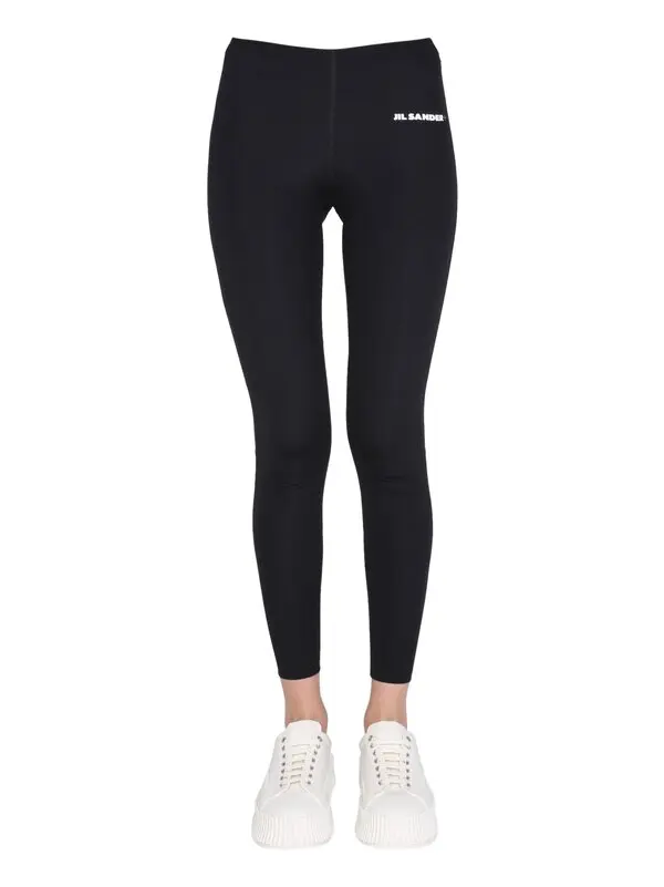 JIL SANDER Logo Print Leggings - Black