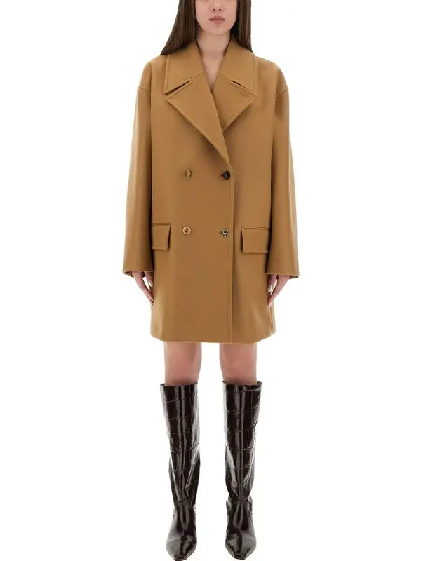Moschino Double-breasted Tailored Coat - Beige