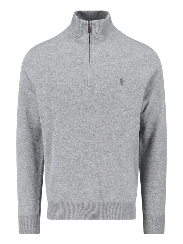 Ralph Lauren Logo Zip Sweater - Gray