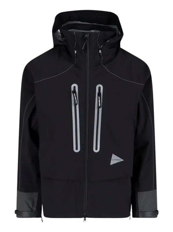 AND WANDER Logo Zip Jacket - Black