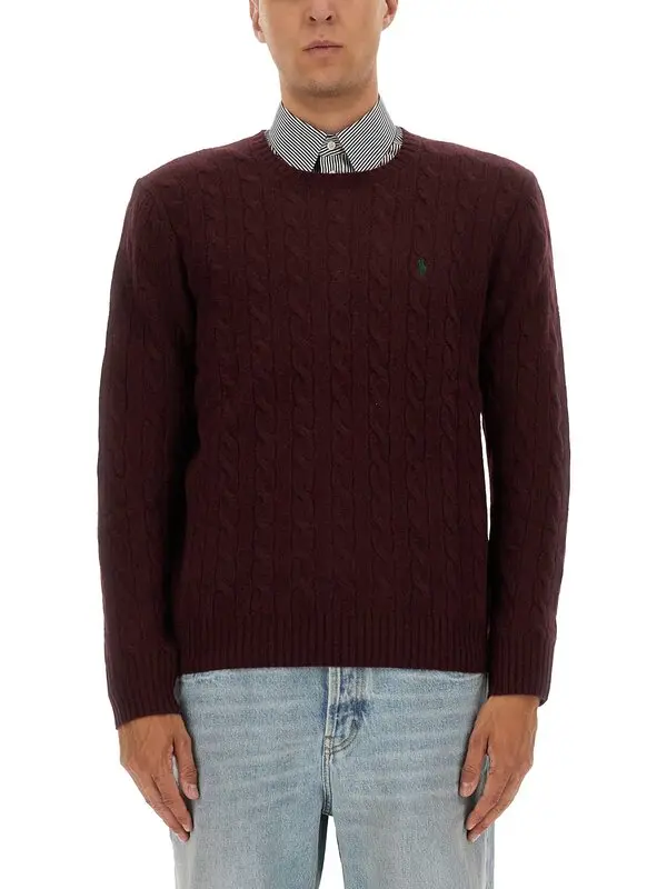 Polo Ralph Lauren Wool And Cashmere Cable Knit Sweater - Bordeaux