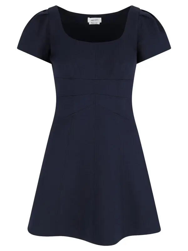 Alexander McQueen Wool And Silk Mini Dress - Blue