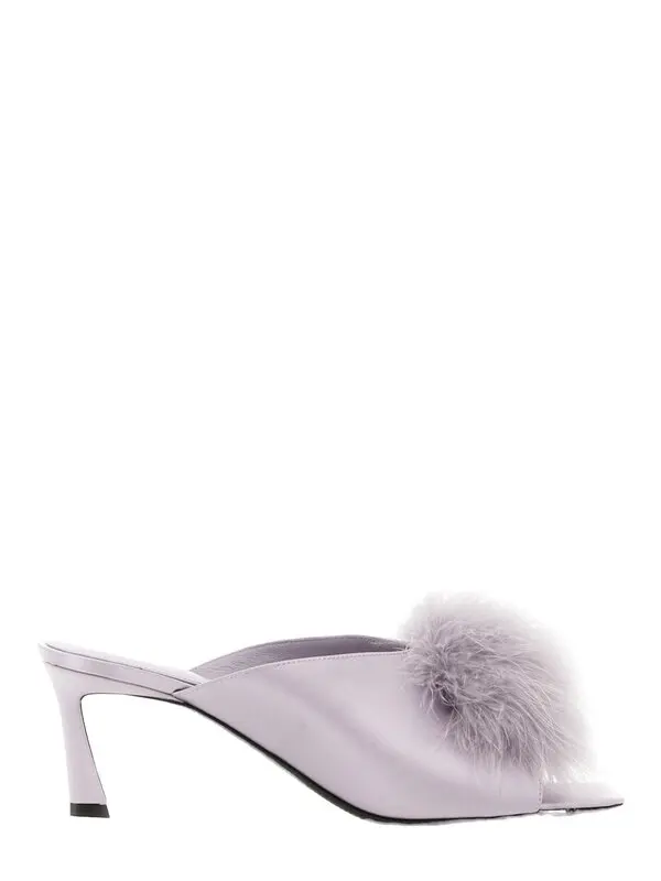 Saint Laurent Mae Mule In Satin Crepe - Lilac