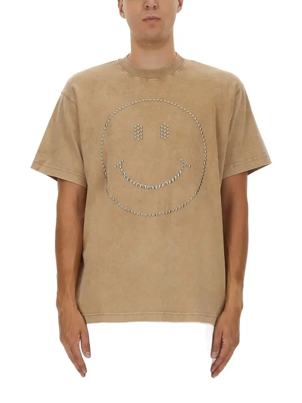 Moschino Smiley" Heavy Cotton T-shirt - Brown
