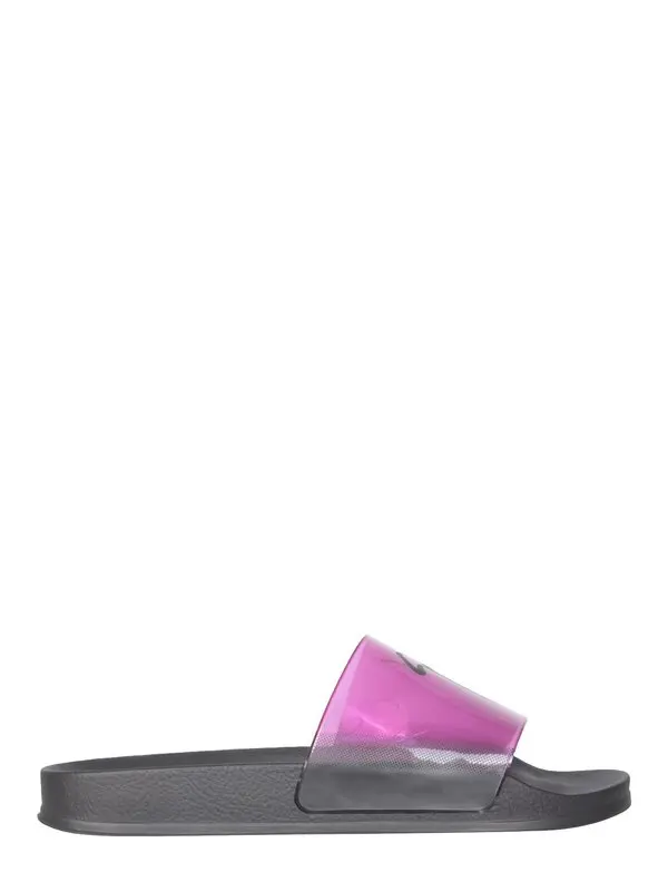 GIUSEPPE ZANOTTI Slide Sandals With Logo - Fuchsia