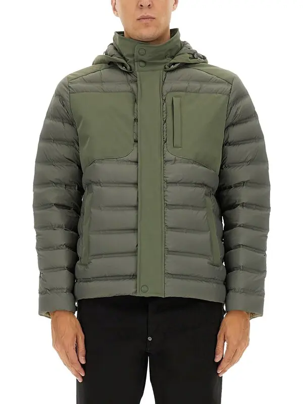 COLMAR Down Jacket With Detachable Hood - Green