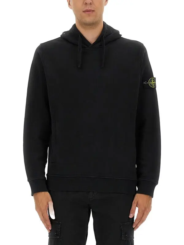 Stone Island Cotton Hoodie - Black