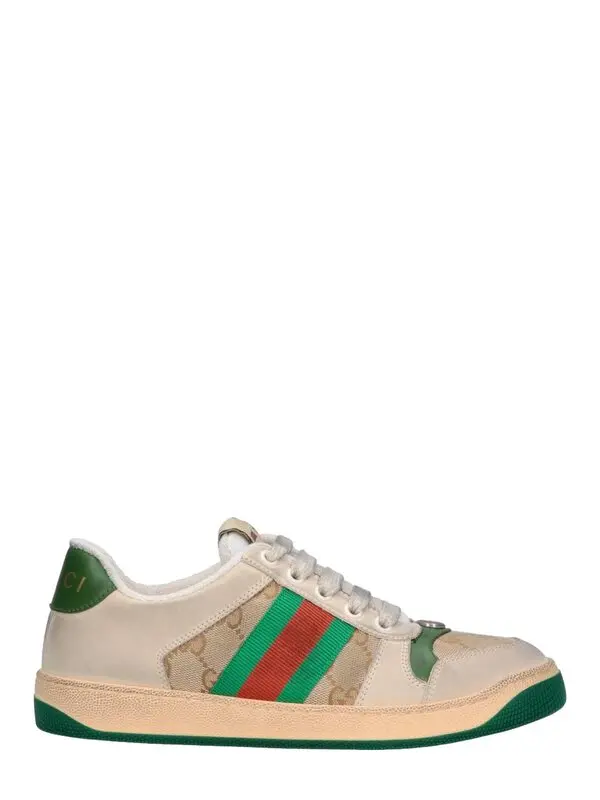 Gucci Screener "gg" Fabric Insert Sneakers - Beige