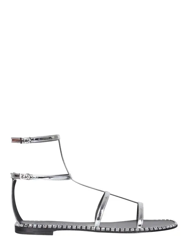 GIUSEPPE ZANOTTI Flat Gladiator Sandals - Silver
