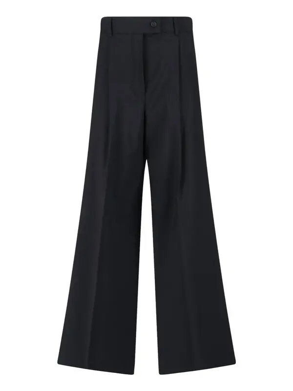 Sportmax Virgin Wool Wide Leg Pants - Black