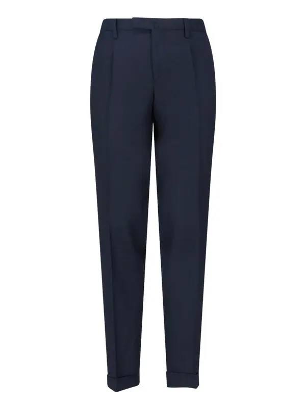 Incotex Virgin Wool Straight Leg Trousers - Blue