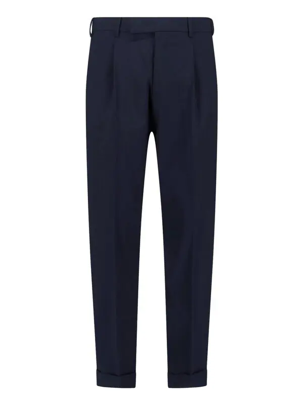 Sportmax Virgin Wool Straight Leg Pants - Blue