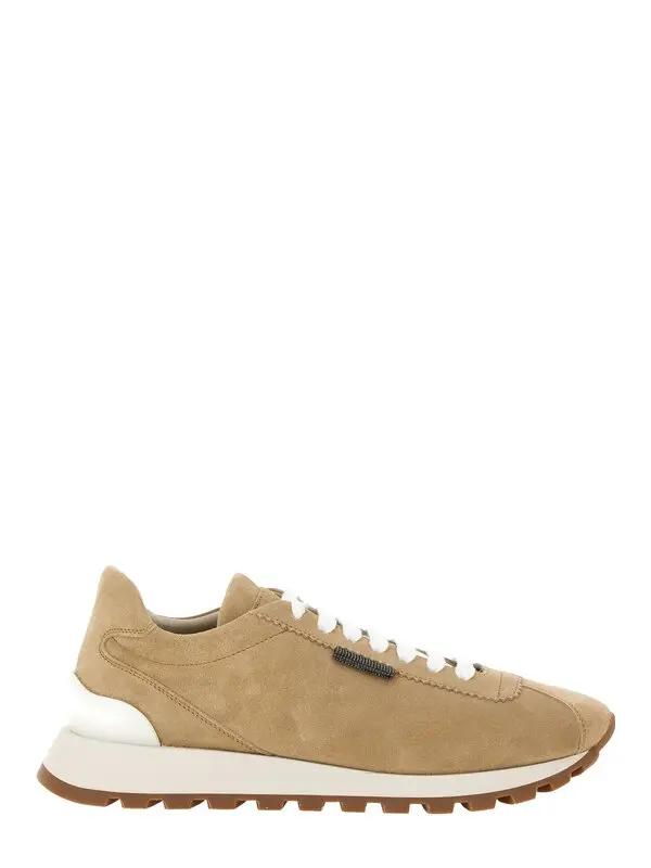 Brunello Cucinelli Suede Low Top Sneakers - Beige