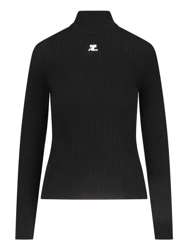 COURREGES Logo Turtleneck Sweater - Black