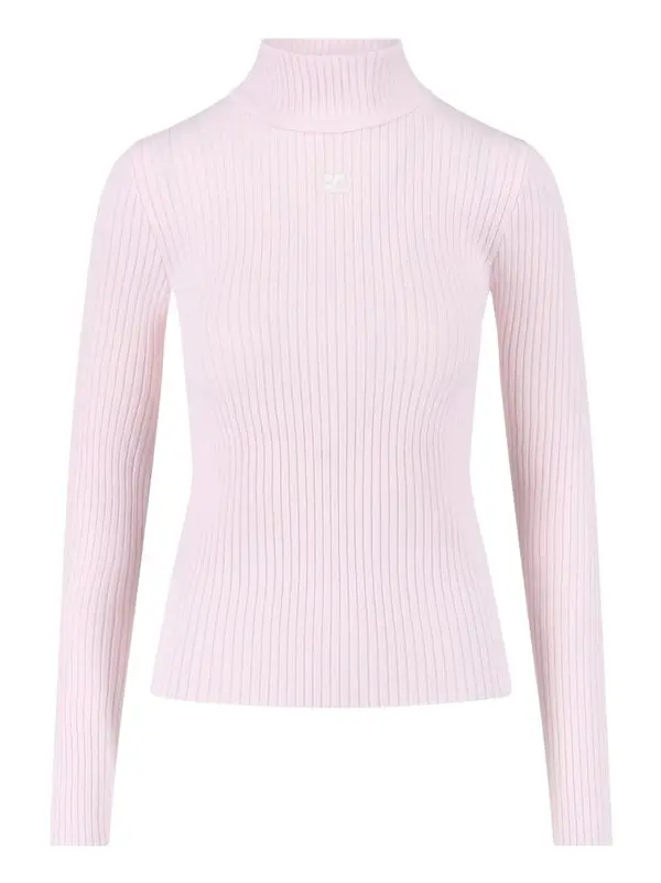 COURREGES Logo Turtleneck Sweater - Pink