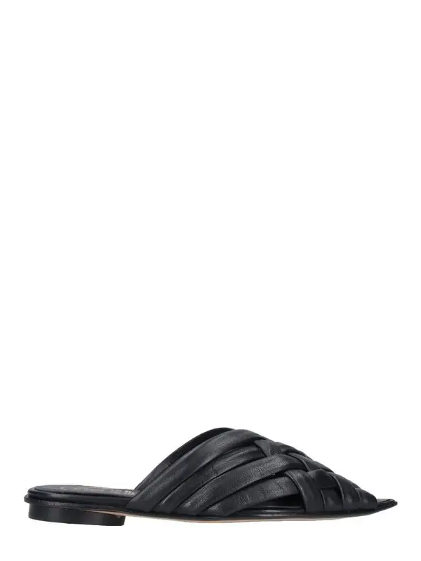 ALEXANDER HOTTO Lambskin Woven Sandals - Black