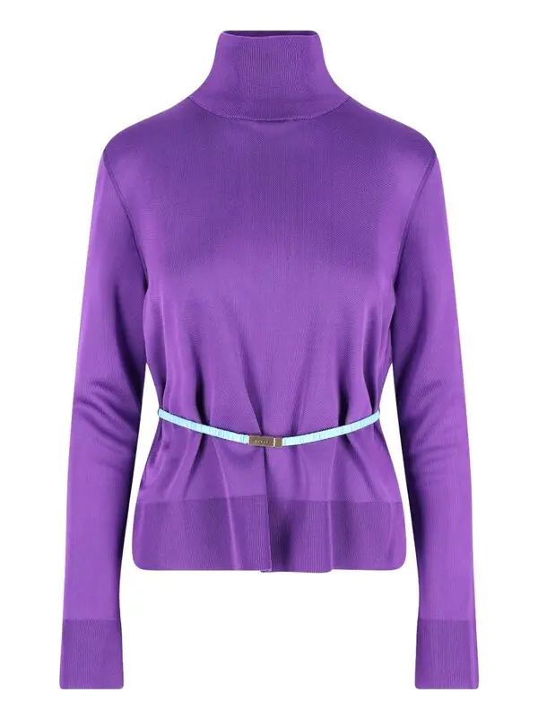 Giorgio Armani Turtleneck Zip-up Sweater - Purple