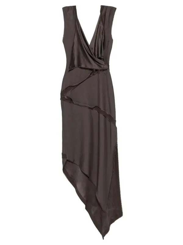 Attico Asymmetrical Midi Dress - Brown