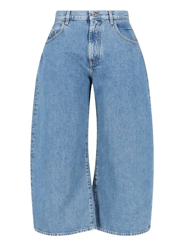Attico Cropped Wide Leg Jeans - Light Blue