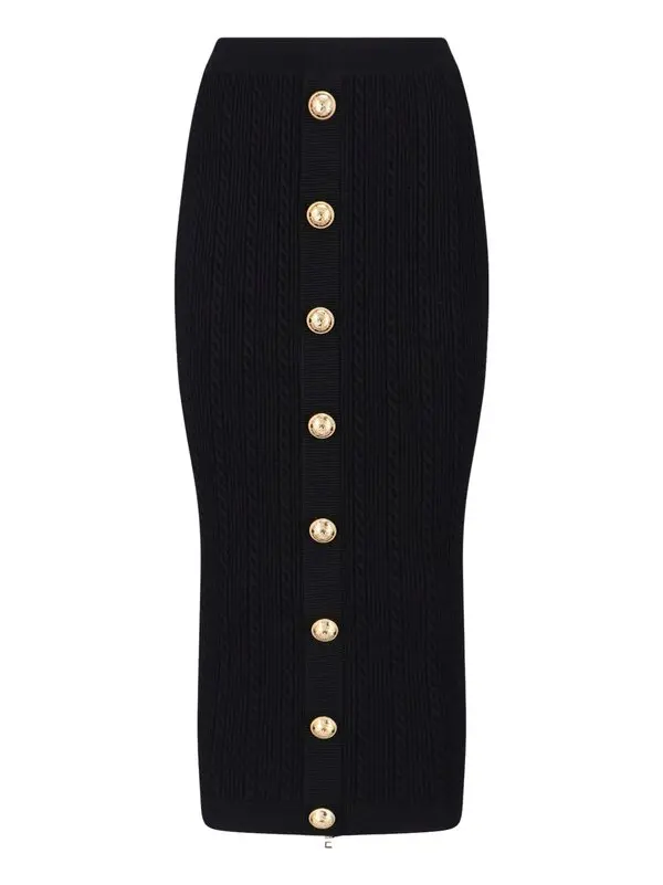 Balmain Knit Midi Skirt - Black