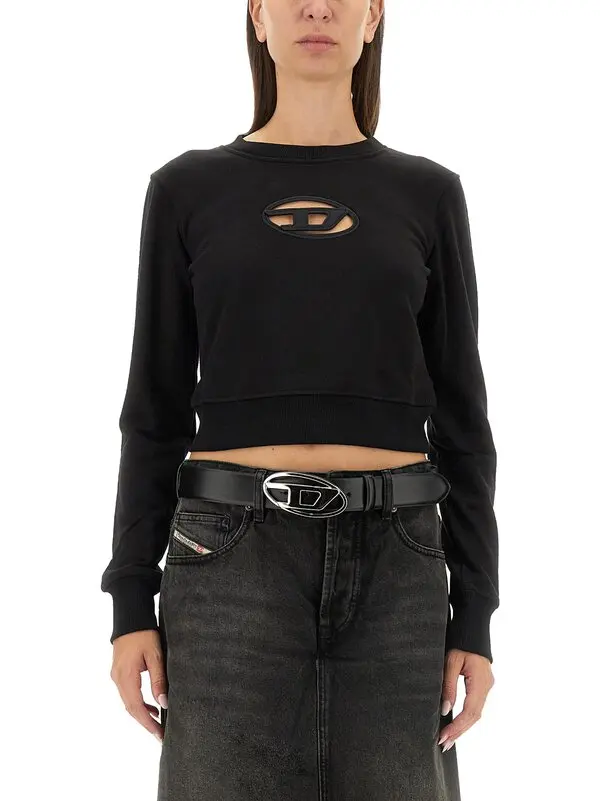 Diesel Logo Embellished Top - Black