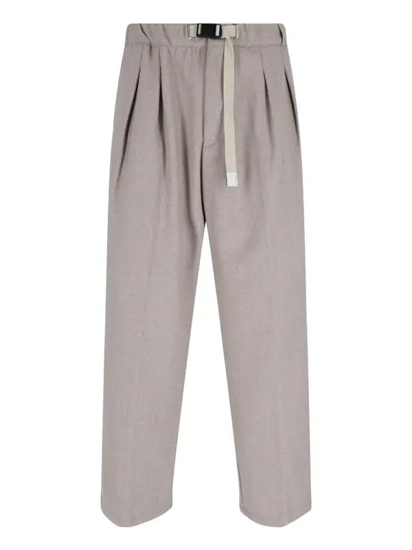 TONYWACK Wool Blend Wide Leg Trousers - Beige