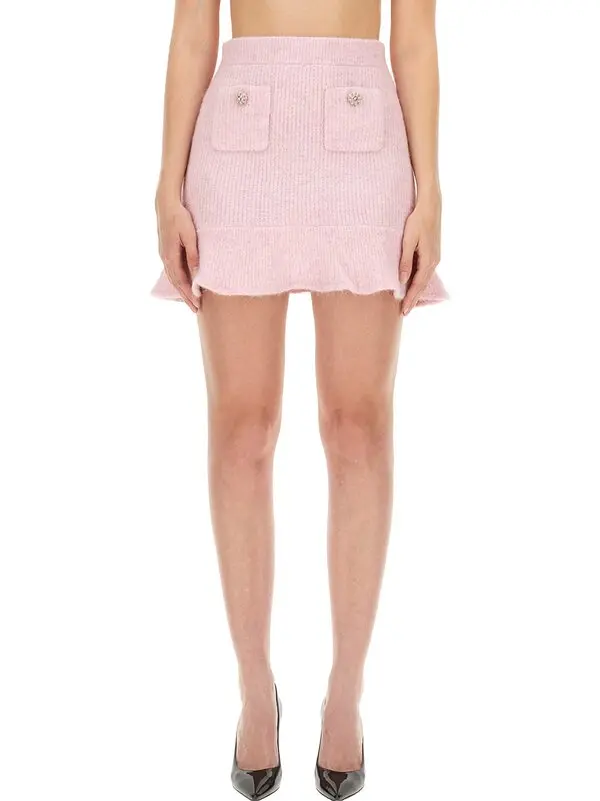 SELF-PORTRAIT Knitted Mini Skirt - Pink