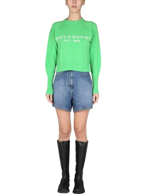 Philosophy Di Lorenzo Serafini Sweater With Logo Inlay - Green