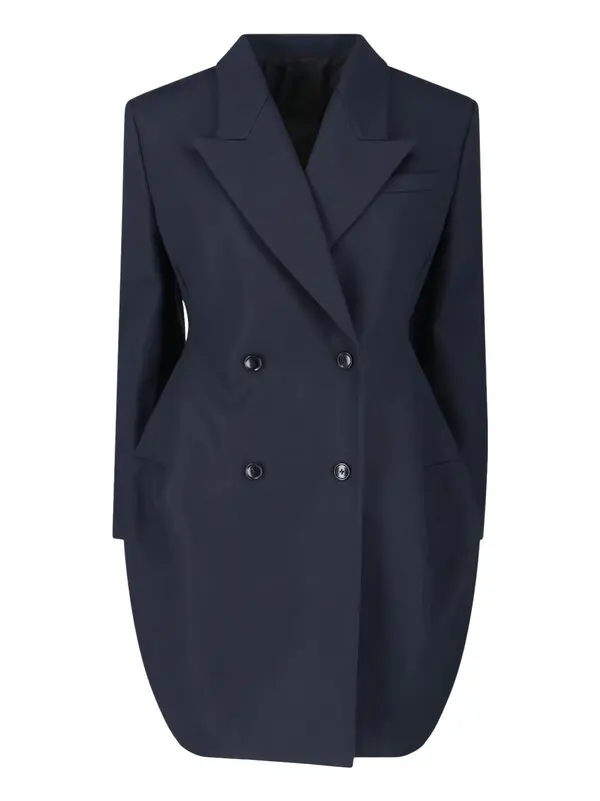 Alaïa Rounded Double-breasted Coat - Blue