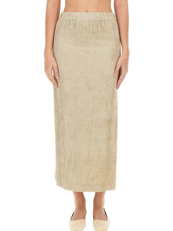 ALYSI Velvet Midi Skirt - Beige