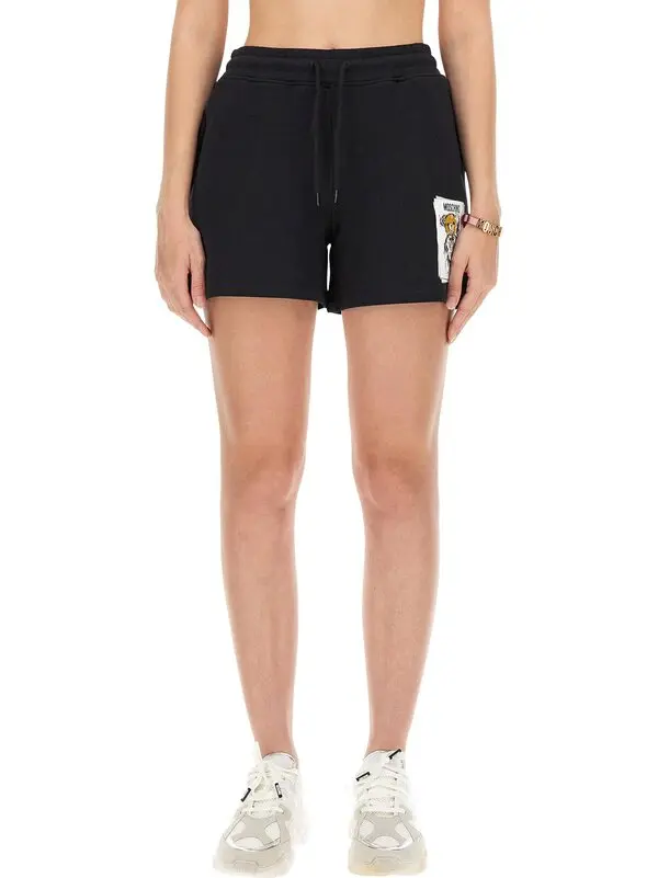 Moschino Cotton Sweatshirt Shorts - Black