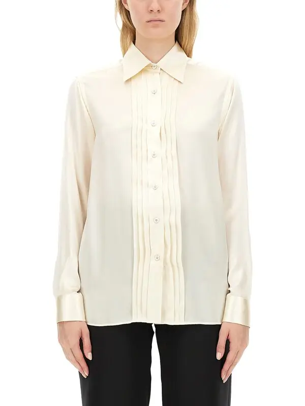 TOM FORD Silk Button-up Shirt - Ivory