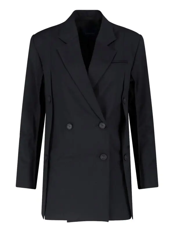 Comme Des Garçons Double-breasted Virgin Wool Blazer - Black