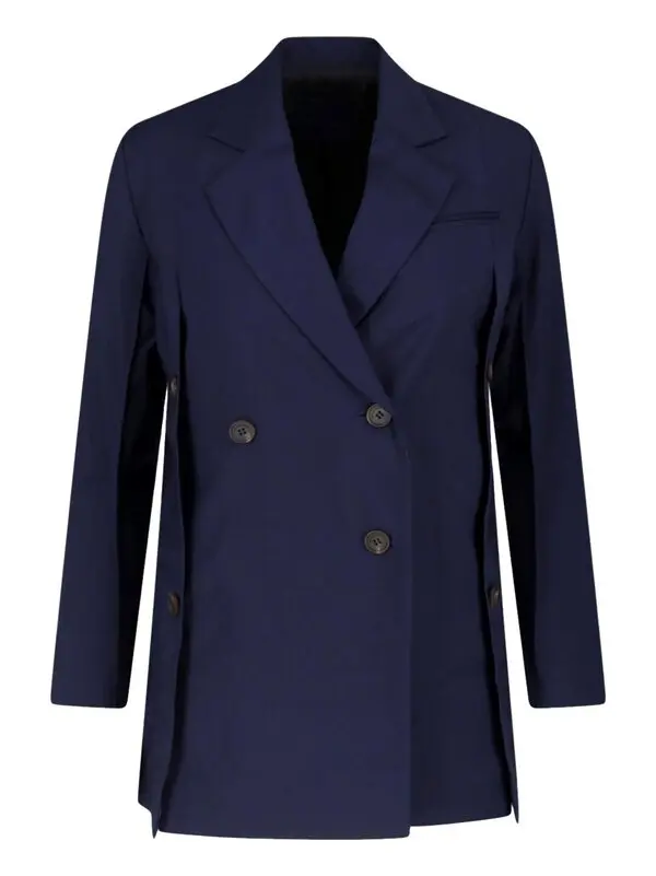 Comme Des Garçons Double-breasted Virgin Wool Blazer - Blue