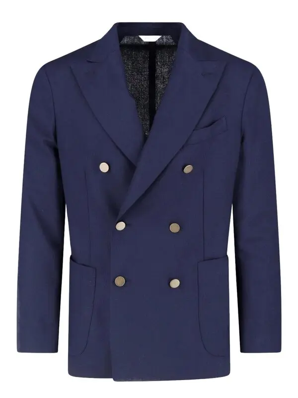 Comme Des Garçons Double-breasted Virgin Wool Blazer - Blue