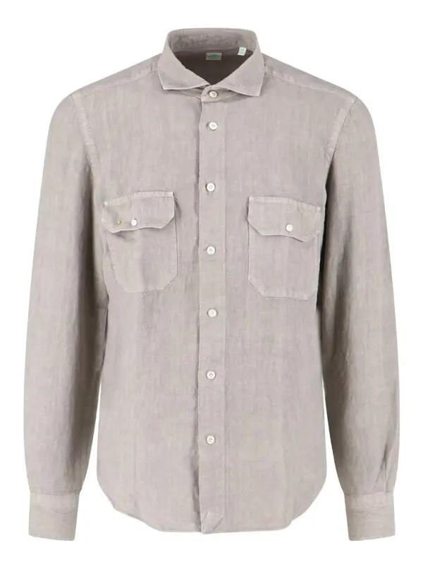 FINAMORE 1925 Salina' Linen Sports Shirt - Beige