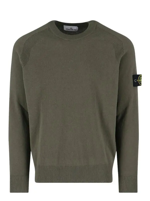 Stone Island Virgin Wool Logo Sweater - Green